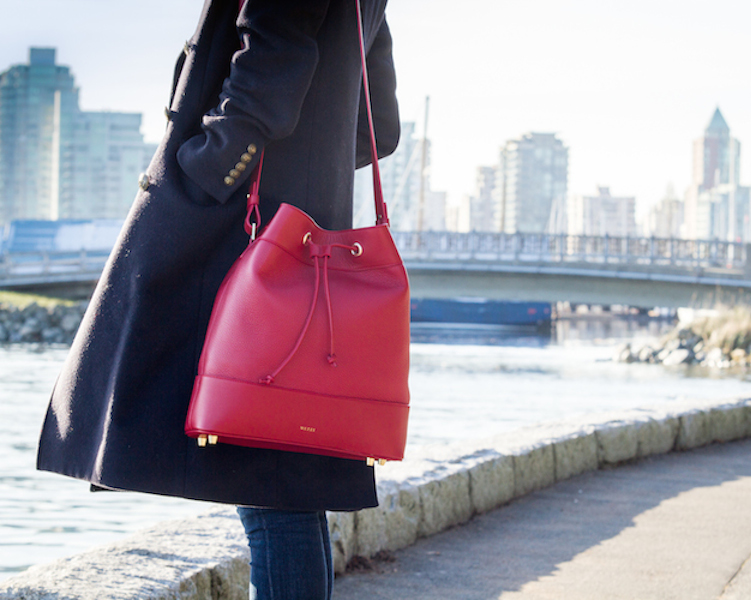 mezzi red bag nautical day to night street style outfit